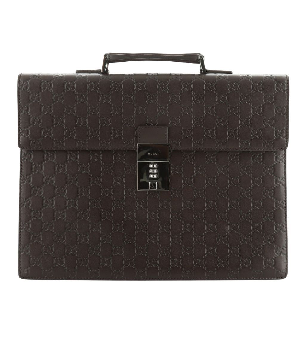 Guccissima Combination Lock Brown Leather Briefcase – Style Swoop