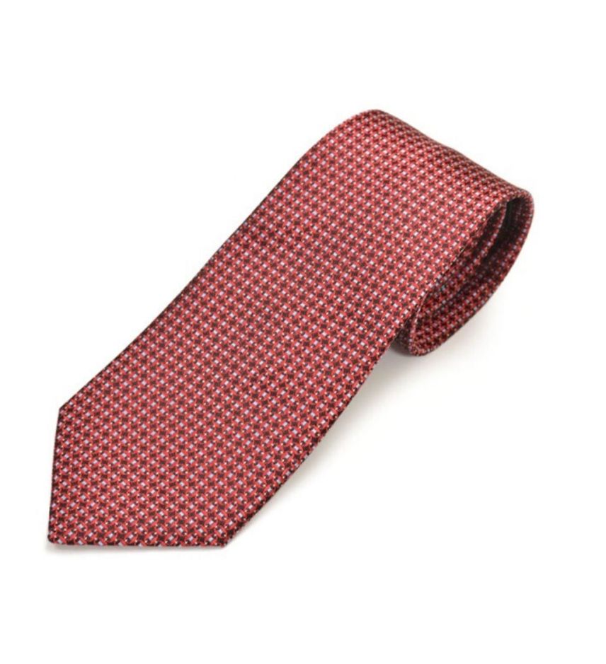 Jacquard Geometric Pattern Red Tie – Style Swoop